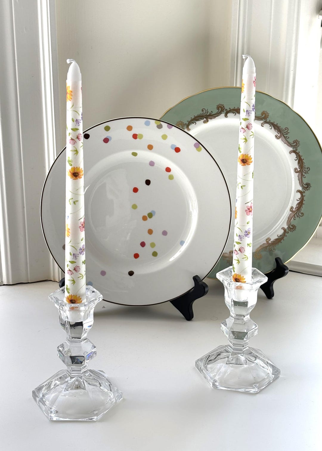 Wild Flower Pattern Taper Candles - Etsy