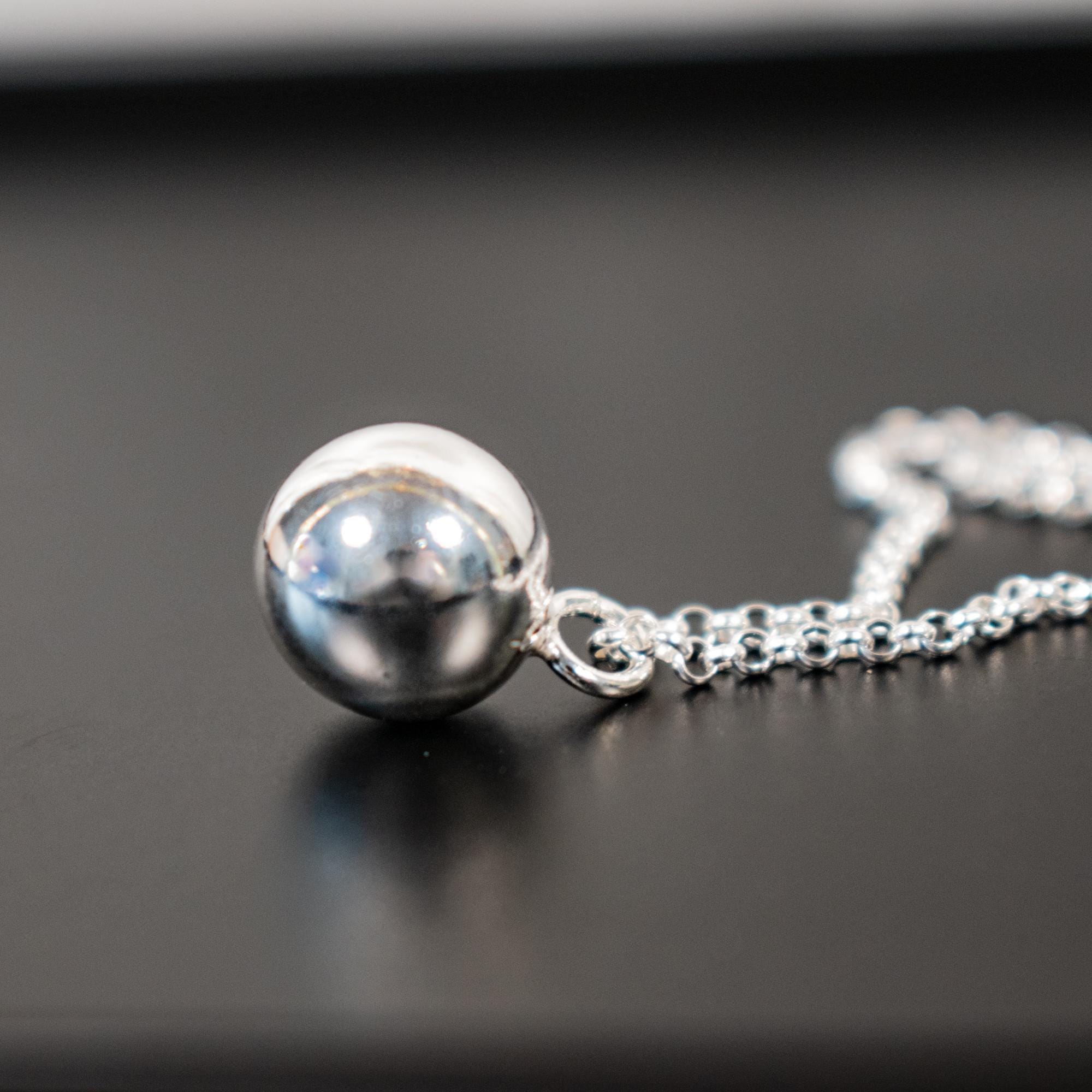 925 Sterling Silver Ball Pendant Necklace: Elegant Rolo Chain - Etsy UK