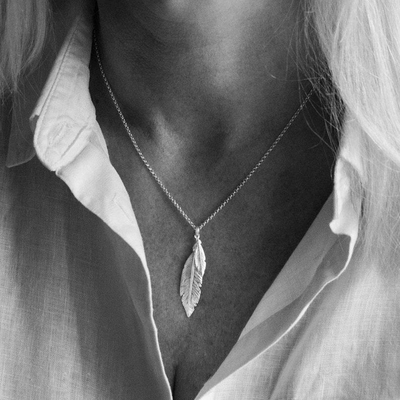 925 Sterling Silver Double Feather Necklace - Sentimental Duo Pendant ...