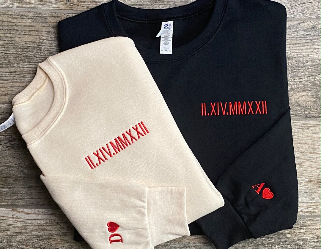 Custom Embroidered Roman Numeral Sweatshirts Embroidered Sleeve Initial ...
