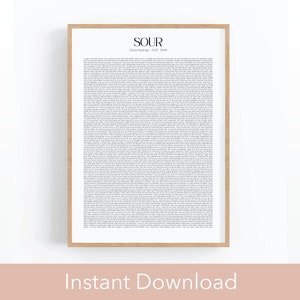 Sour Poster lyrics Aesthetic Printable Olivia Rodrigo Art Print - Etsy