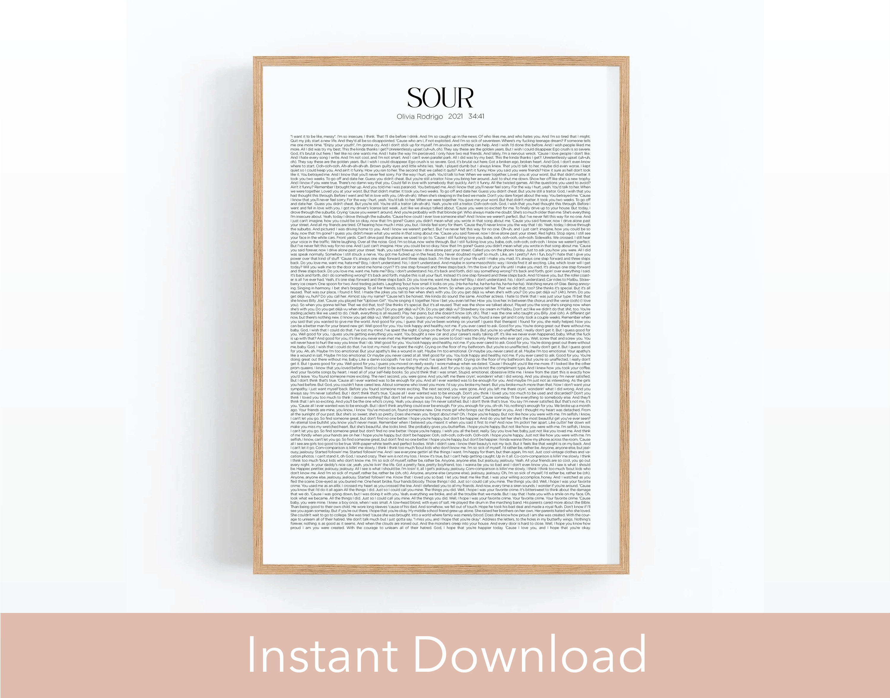 Sour Poster lyrics Aesthetic Printable Olivia Rodrigo Art Print - Etsy