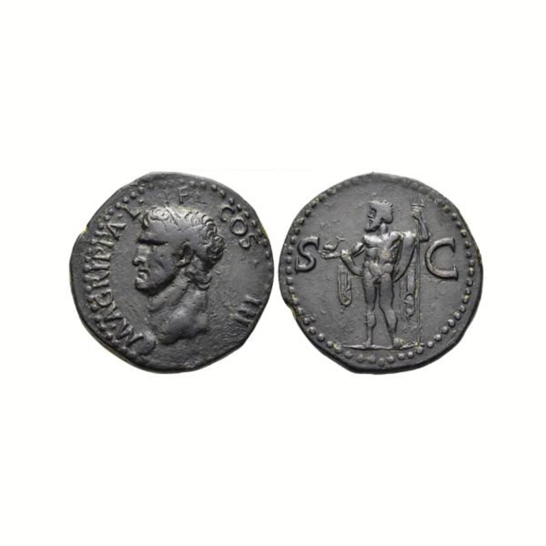 Roman Empire Coin, Agrippa by Caligula 3741 C.E Bronze As, Authentic ...