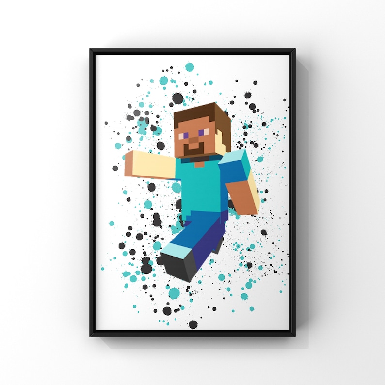 Steve Minecraft Print Gaming Print Gaming Characters Boys | Etsy
