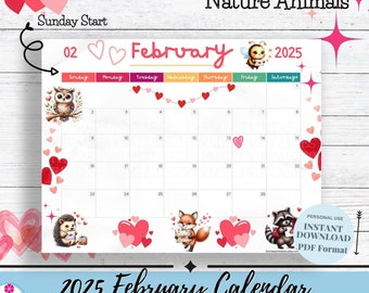 March 2025 Calendar Printable, Nature Animals Calendar 2025, Calendar ...
