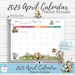 April 2025 Calendar Printable, Nature Animals Calendar 2025, Calendar ...