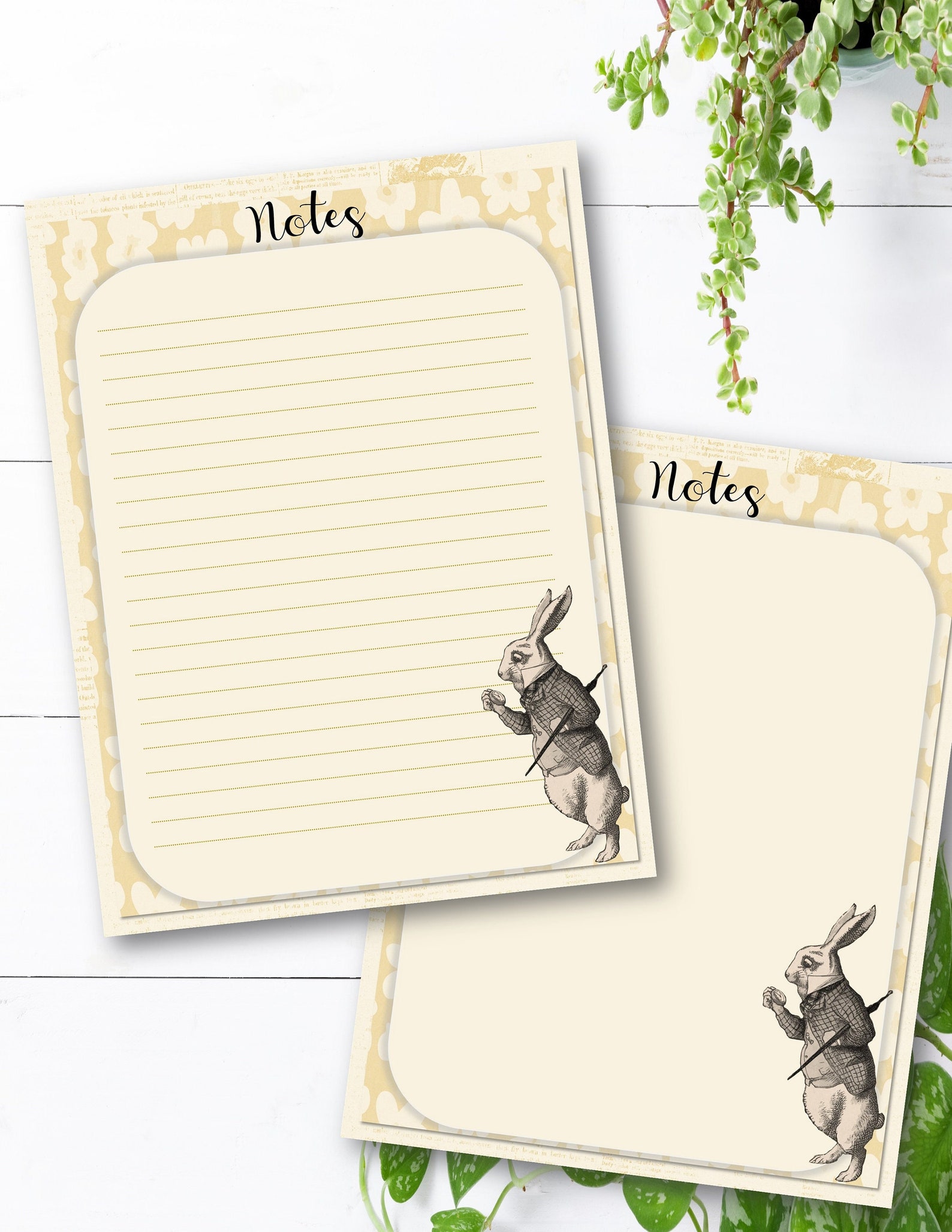 Printable Letter Writing Paper, Vintage Rabbit Lined Note Paper ...