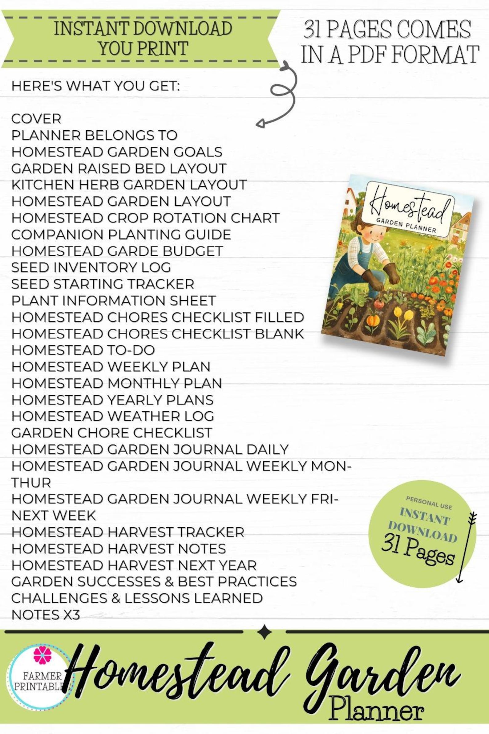 Homestead Garden Planner: 31-page Printable Journal (PDF) - Etsy