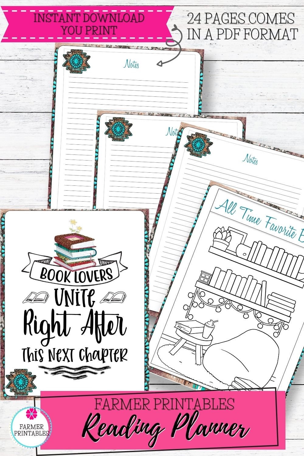 Western Journal Reading Printable Planner, Cowgirl Themed, Reading ...