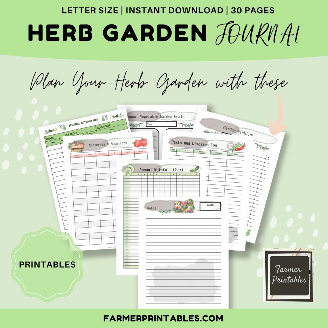Herb Garden Journal Printable Planner Kit (digital Download) - Etsy