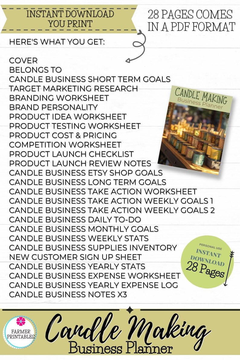 Candle Making Planner Printable | DIY Candle Business Organizer | Track ...
