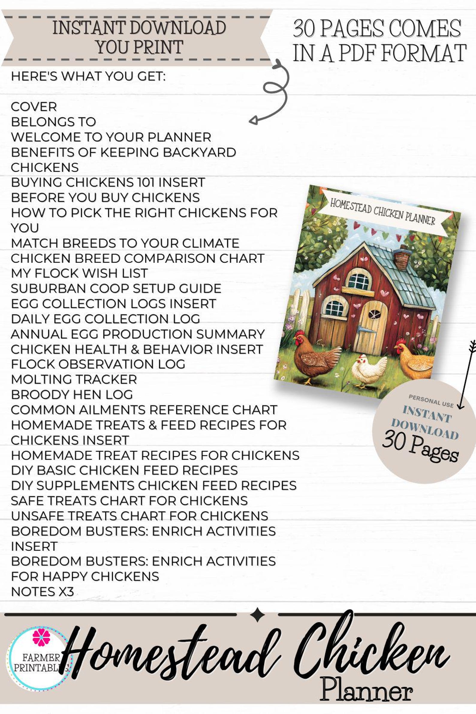 Homestead Chicken Planner | Printable Egg Production Log | Backyard ...