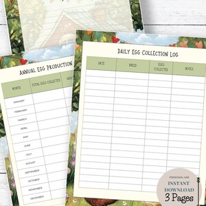 Printable Egg Tracker | Daily Egg Collection Sheets & Annual Production ...