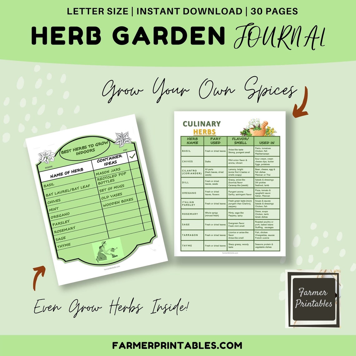 Herb Garden Journal Printable Planner Kit (digital Download) - Etsy