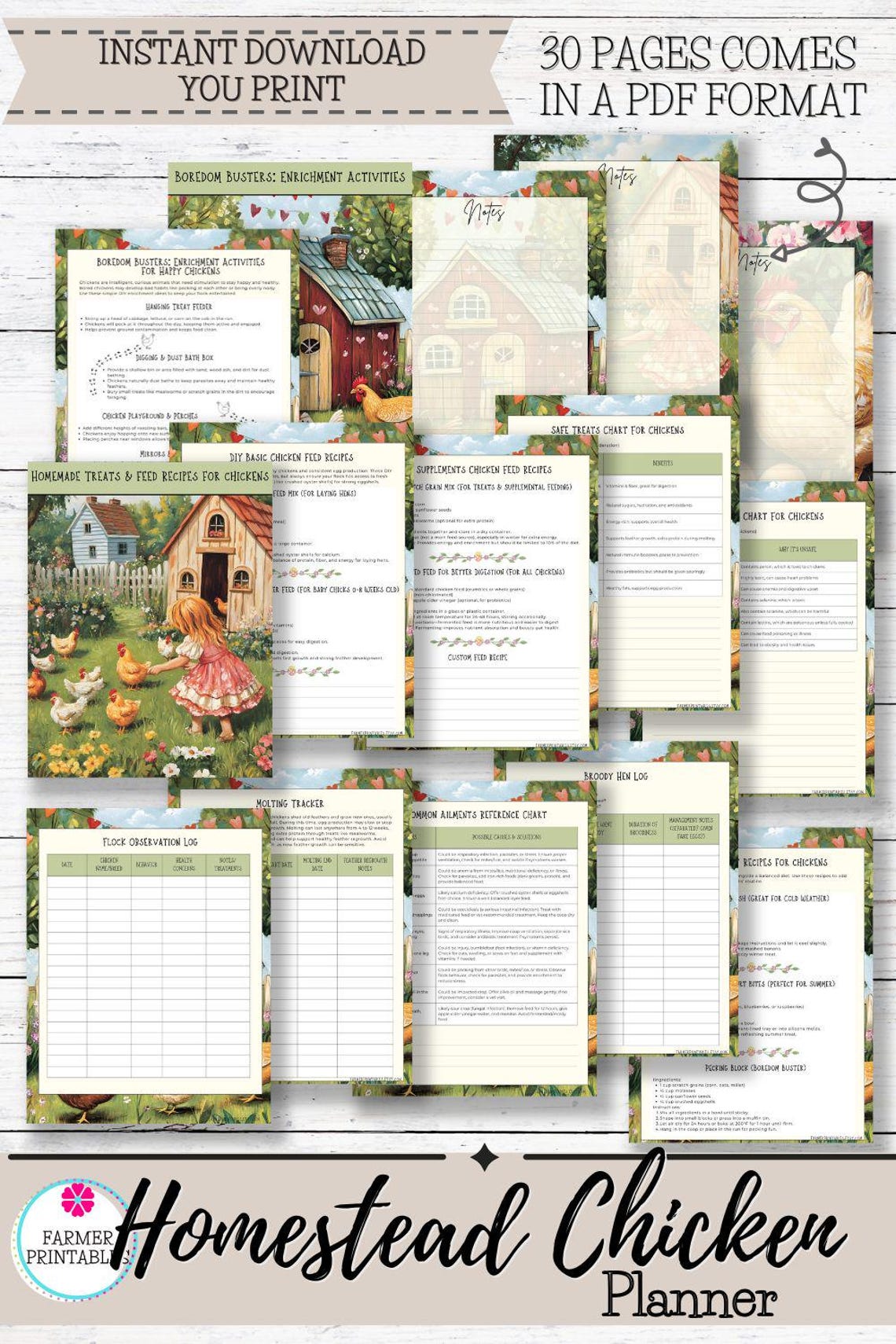 Homestead Chicken Planner | Printable Egg Production Log | Backyard ...