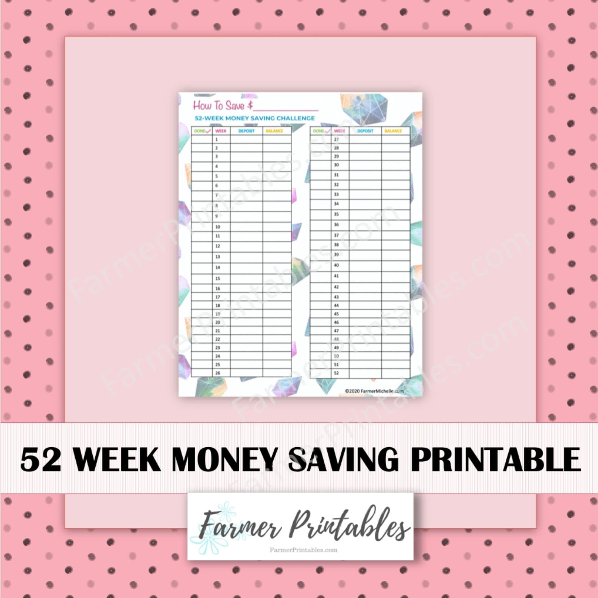 Fun 52 Week Saving Money Planner Printable Sheet Money Saving Plan ...