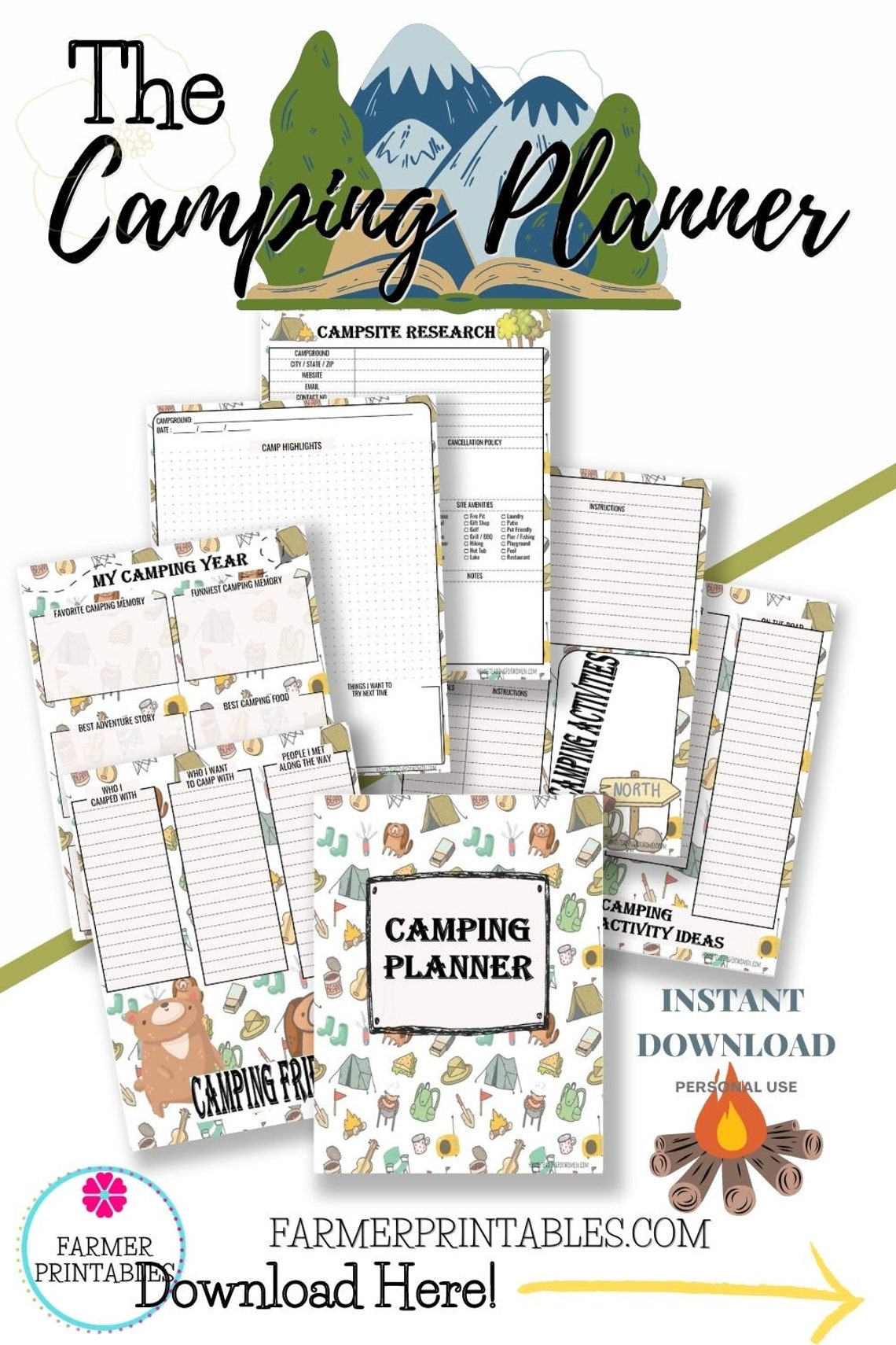 Printable the Ultimate Camping Planner, Wall Art Bonus, 4 Planners in ...