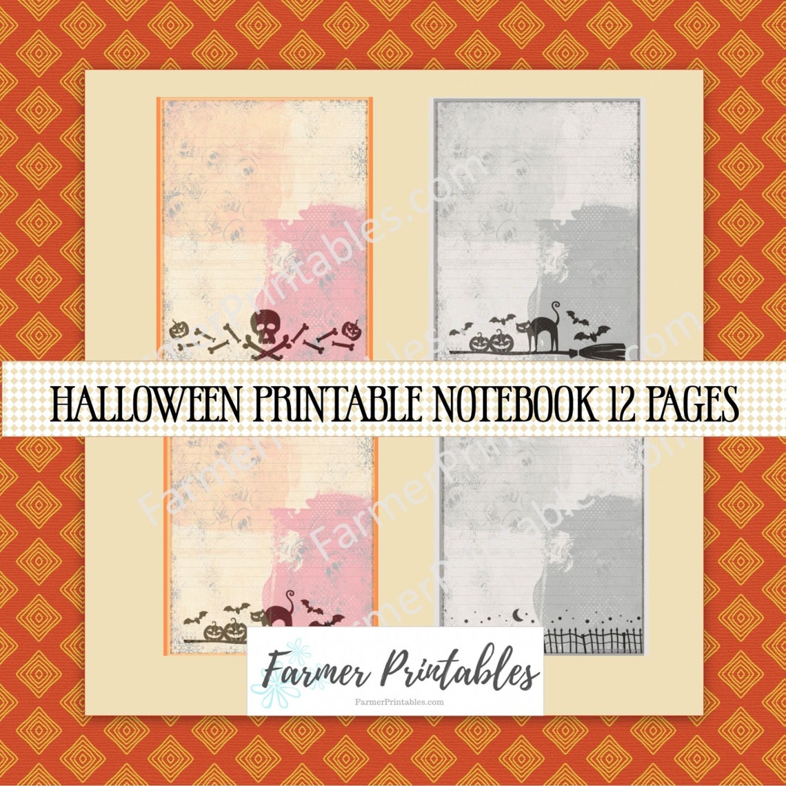 Halloween Notebook Printable Journal Bundle Halloween Lined Decorative ...