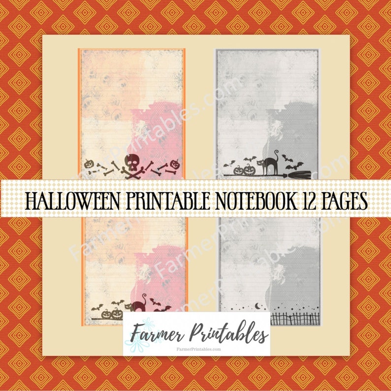 Halloween Notebook Printable Journal Bundle Halloween Lined Decorative ...