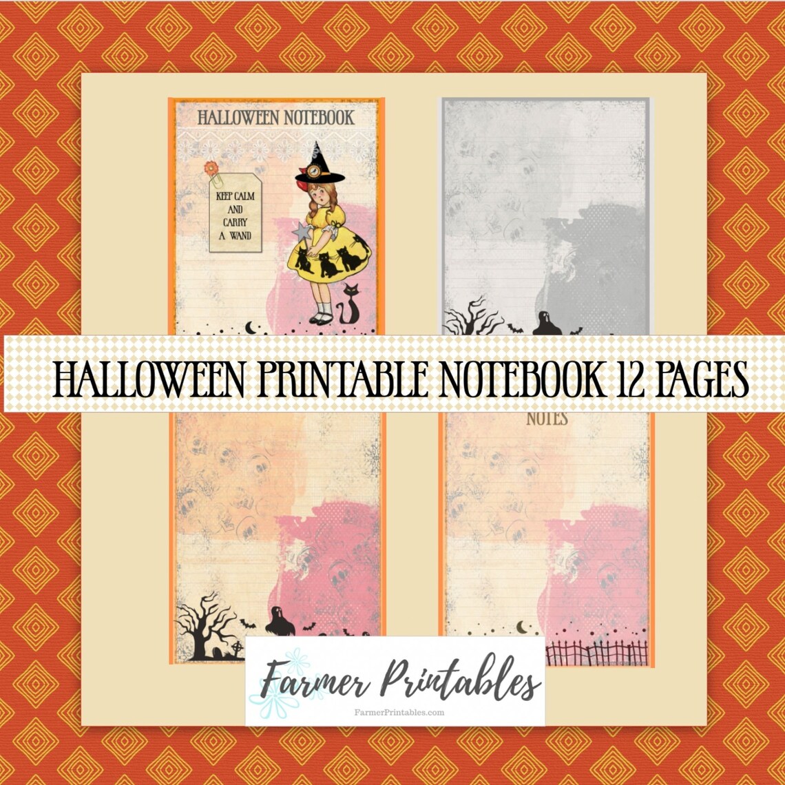 Halloween Notebook Printable Journal Bundle Halloween Lined Decorative ...