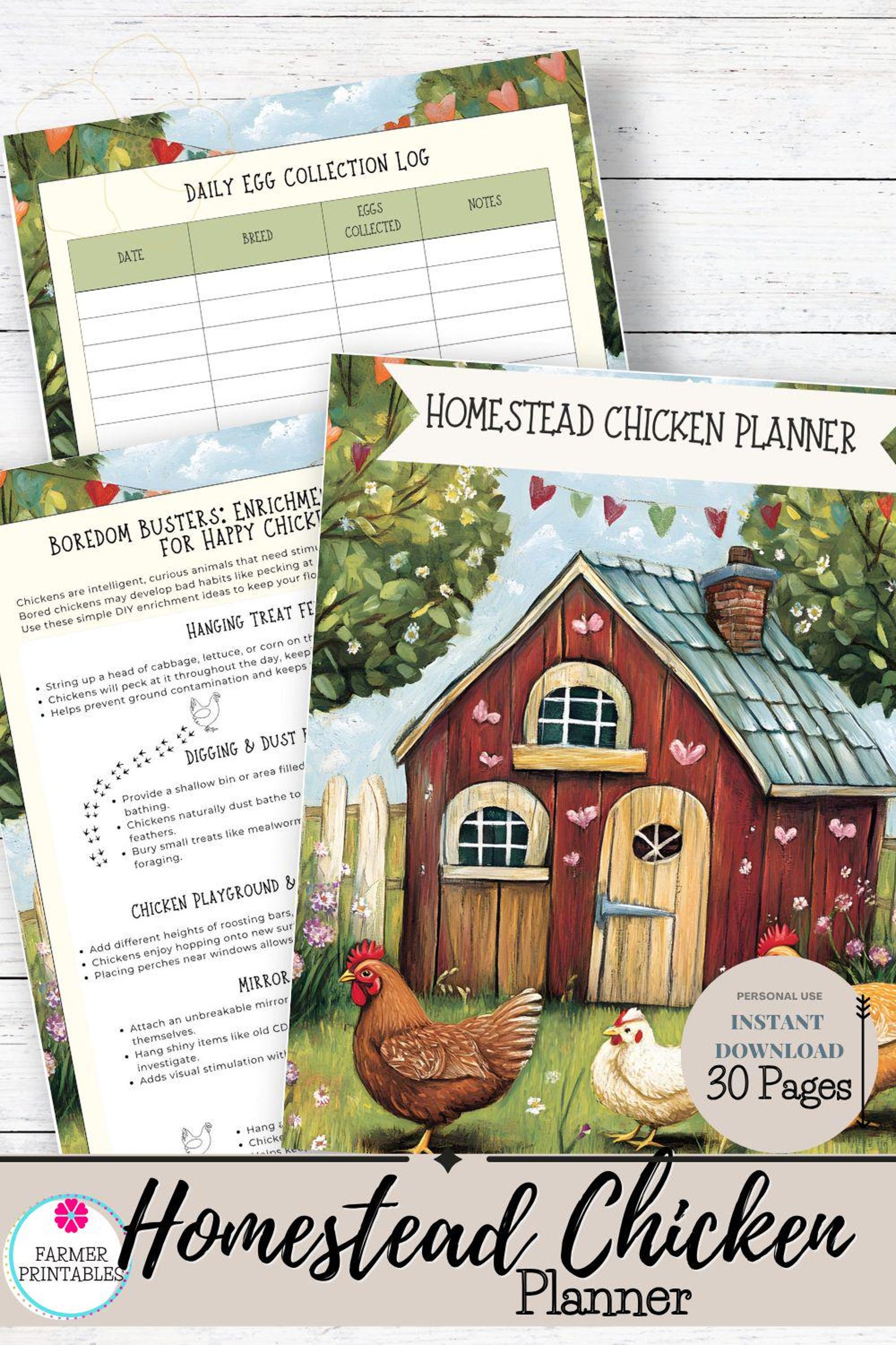 Homestead Chicken Planner | Printable Egg Production Log | Backyard ...