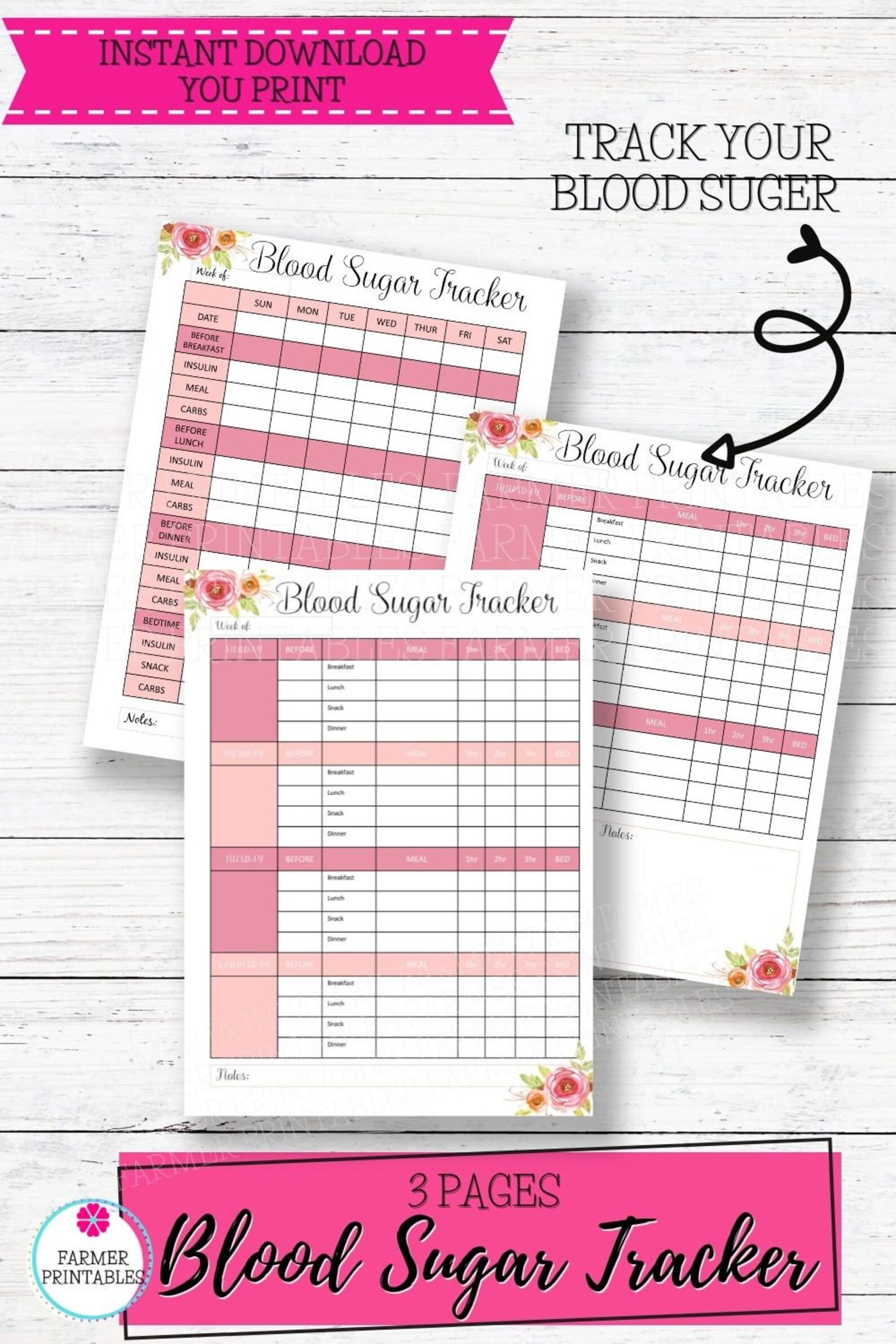 Blood Sugar Tracker, Glucose Tracker, Glucose Log, Diabetes Tracker ...