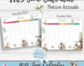 March 2025 Calendar Printable, Nature Animals Calendar 2025, Calendar ...