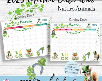 April 2025 Calendar Printable, Nature Animals Calendar 2025, Calendar ...