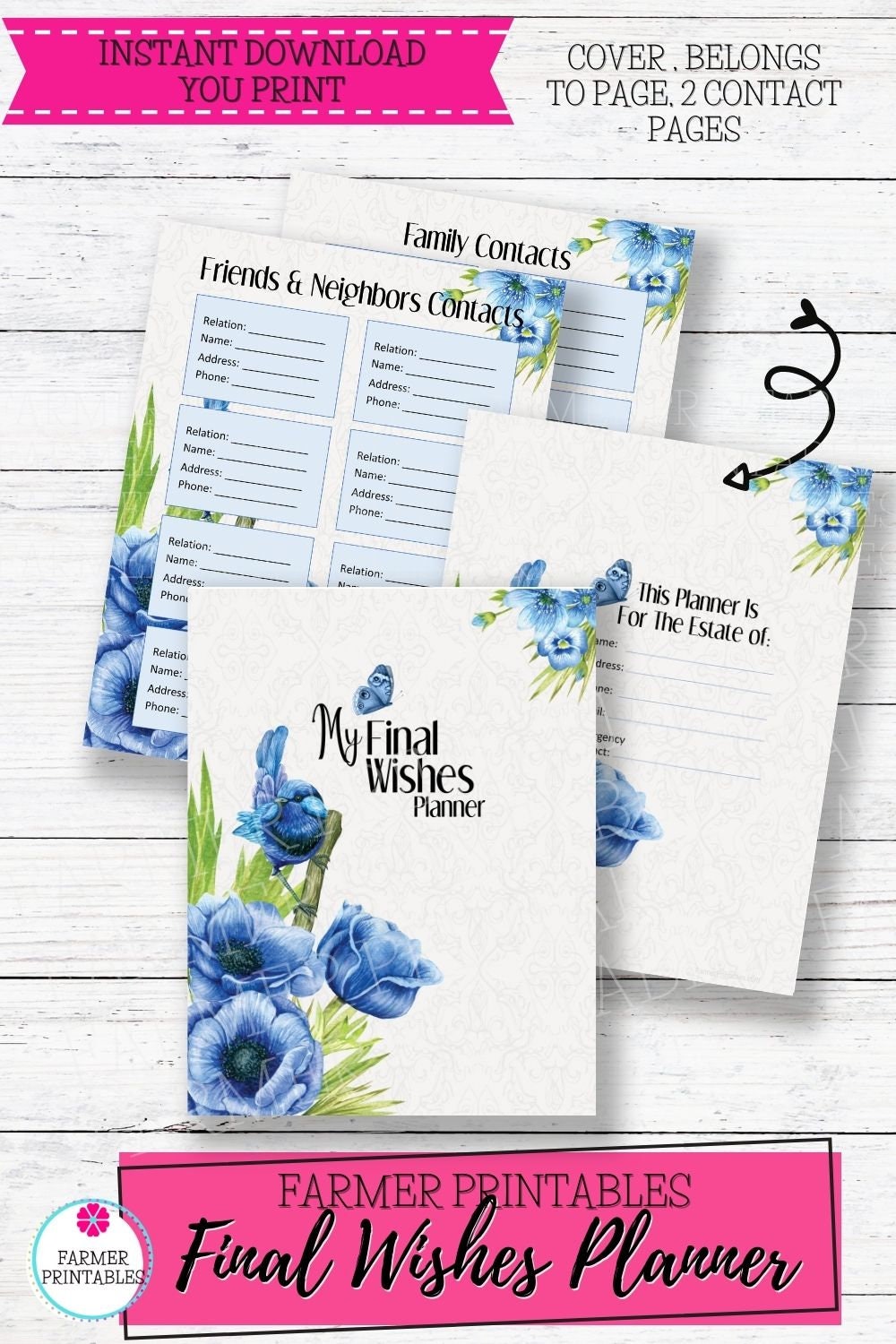 End of Life Planner, My Final Wishes Estate Planner, Printable Funeral ...