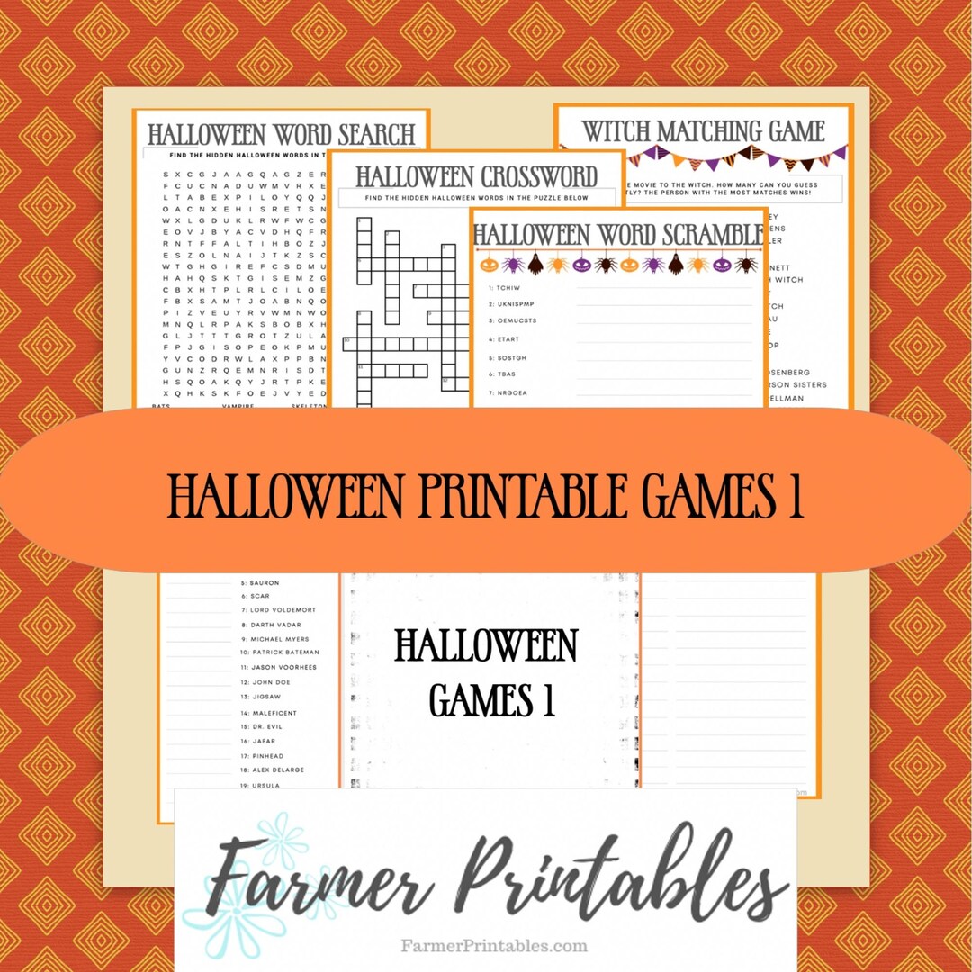 Halloween Word Search Games Printable Activity Sheets Halloween Bundle ...