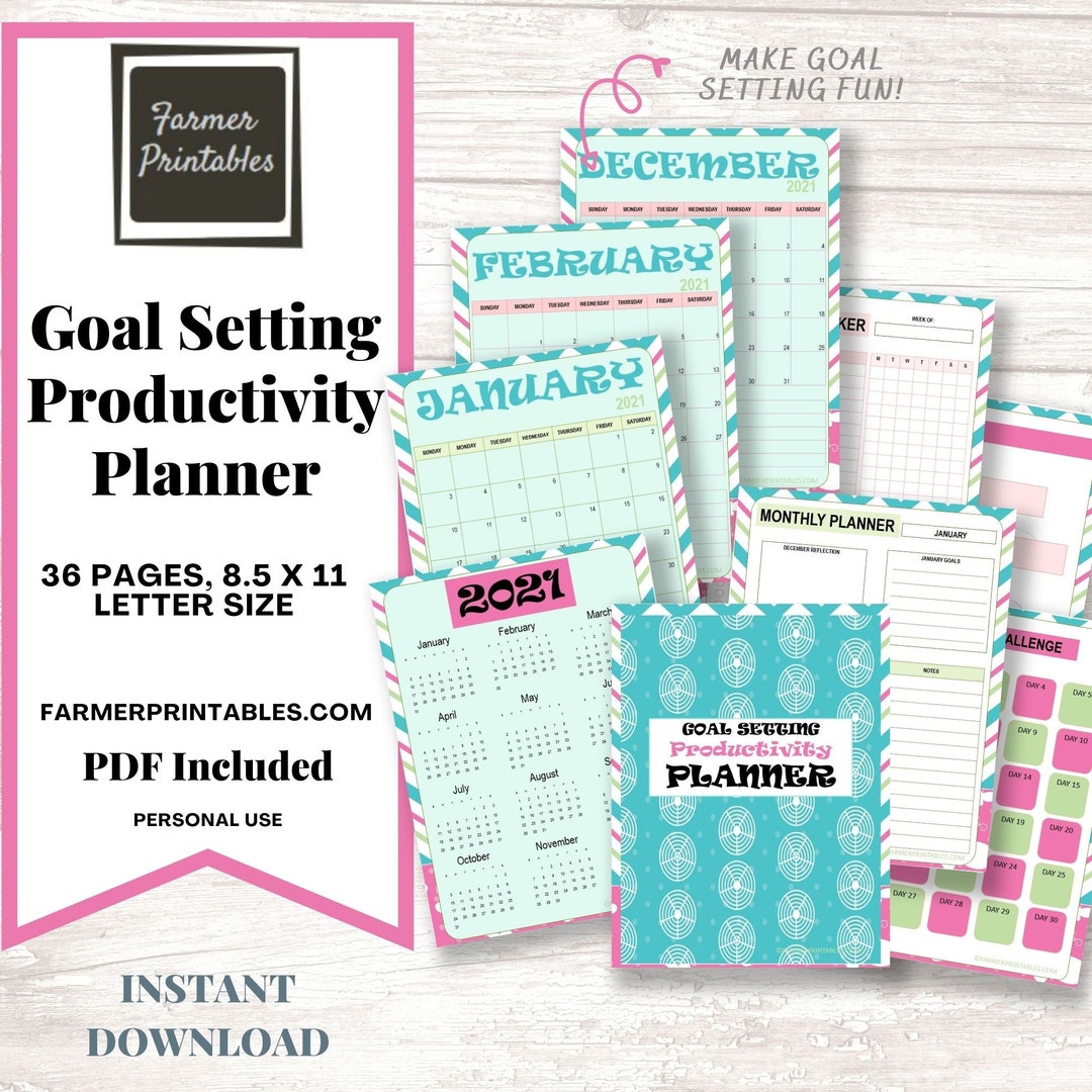 Goal Setting Productivity Planner, Printable Planner Digital Download ...
