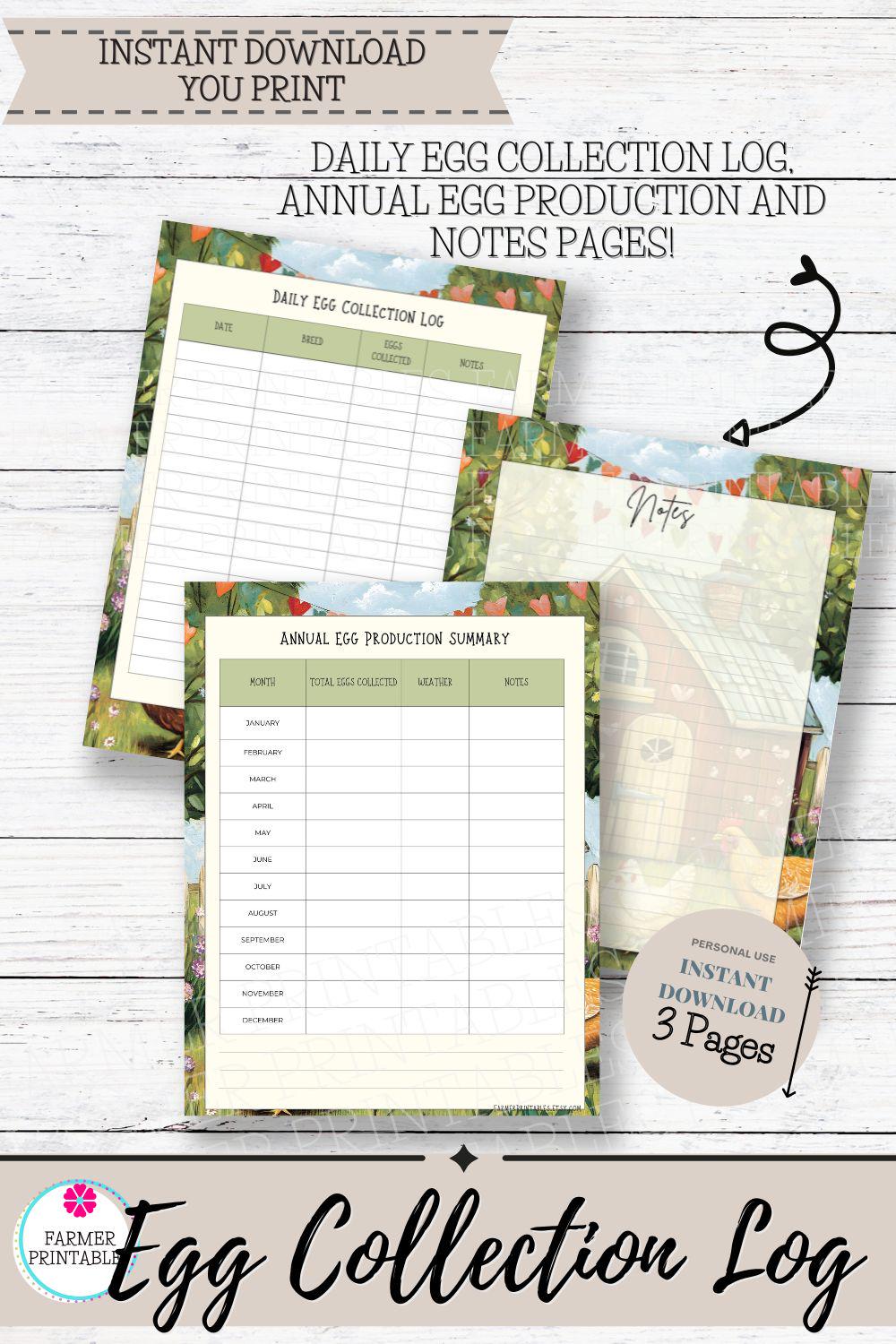 Printable Egg Tracker | Daily Egg Collection Sheets & Annual Production ...