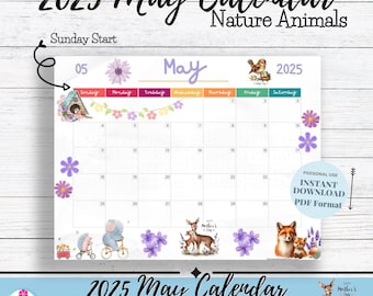 June 2025 Calendar Printable, Nature Animals Calendar 2025, Calendar ...