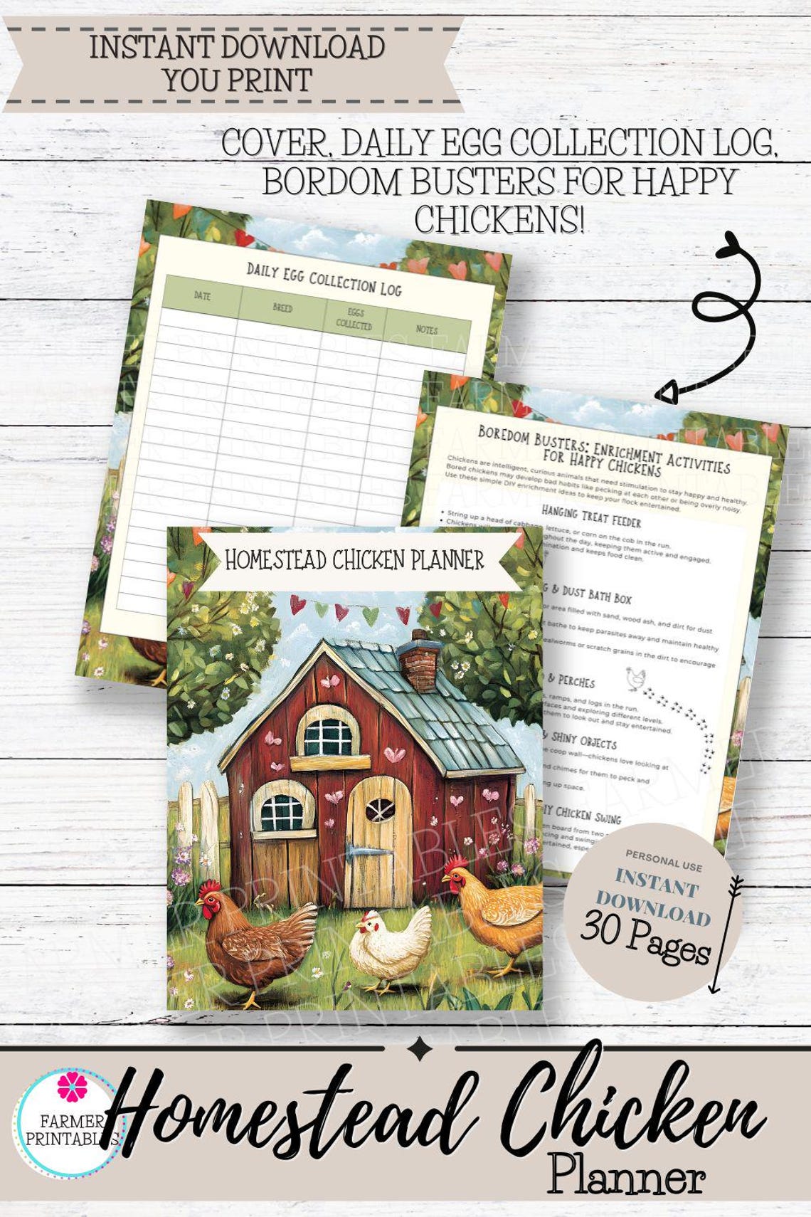 Homestead Chicken Planner | Printable Egg Production Log | Backyard ...