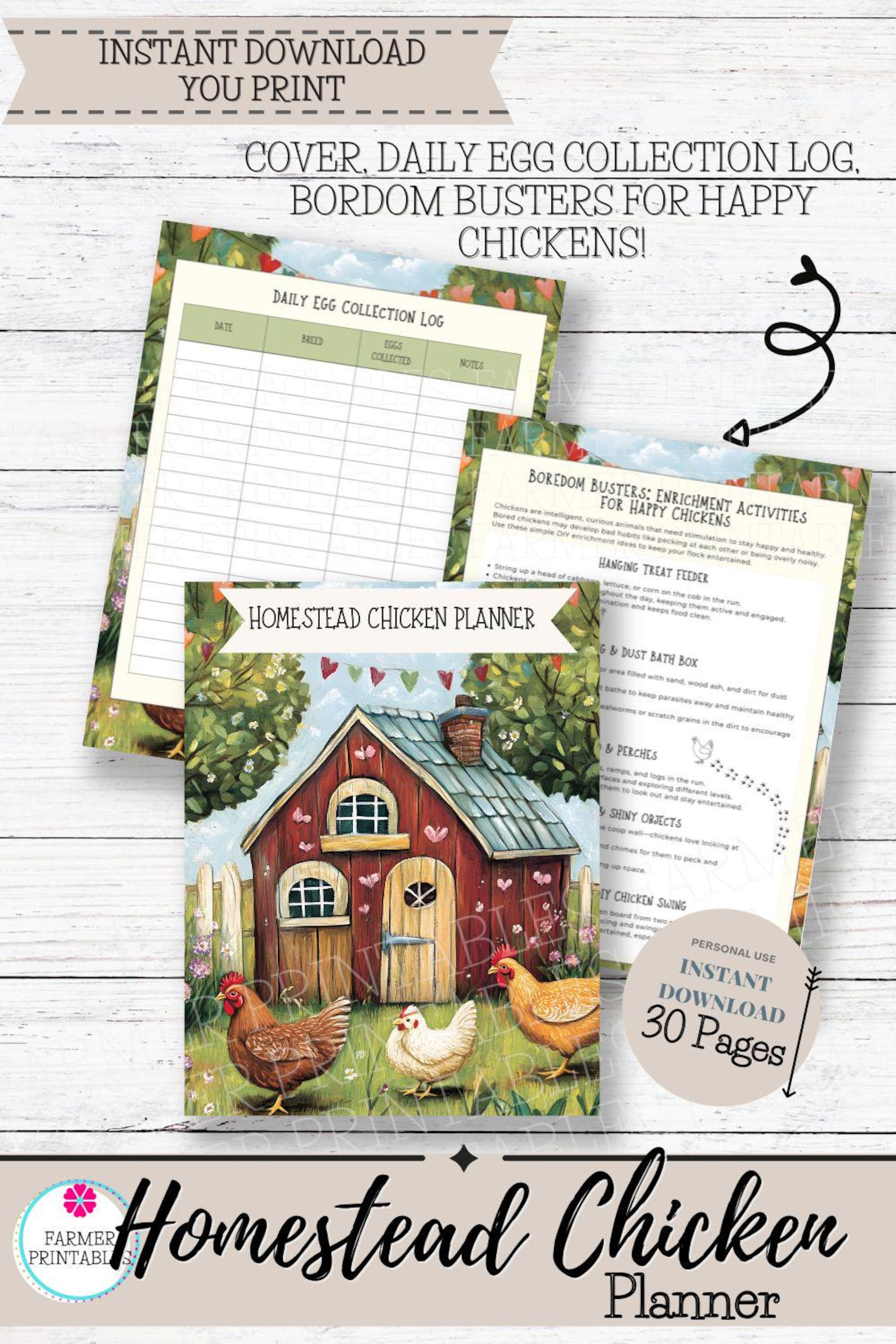 Homestead Chicken Planner | Printable Egg Production Log | Backyard ...