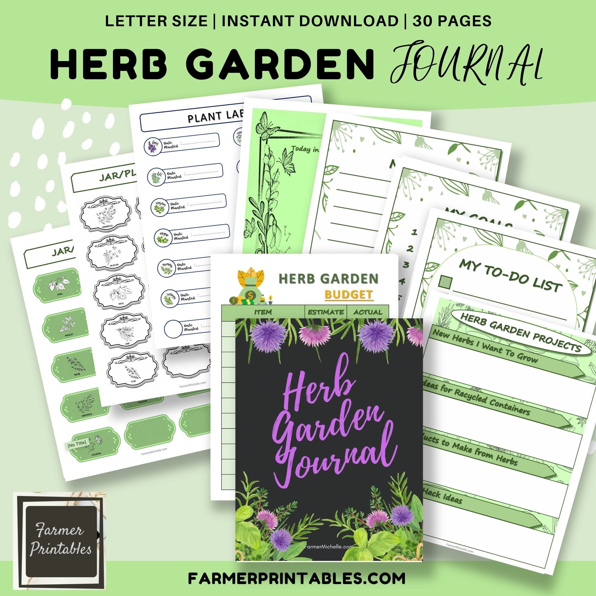 Herb Garden Journal Printable Planner Kit (digital Download) - Etsy