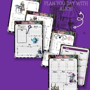 Alice in Wonderland Printable Journal, Bullet Journal Undated Calendar ...