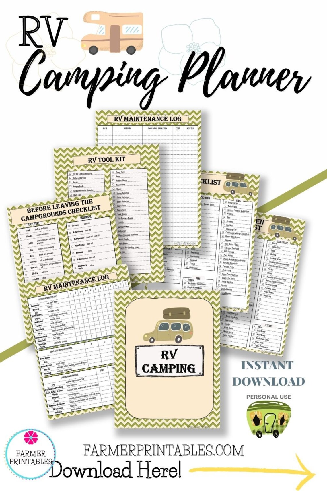 Printable the Ultimate Camping Planner, Wall Art Bonus, 4 Planners in ...