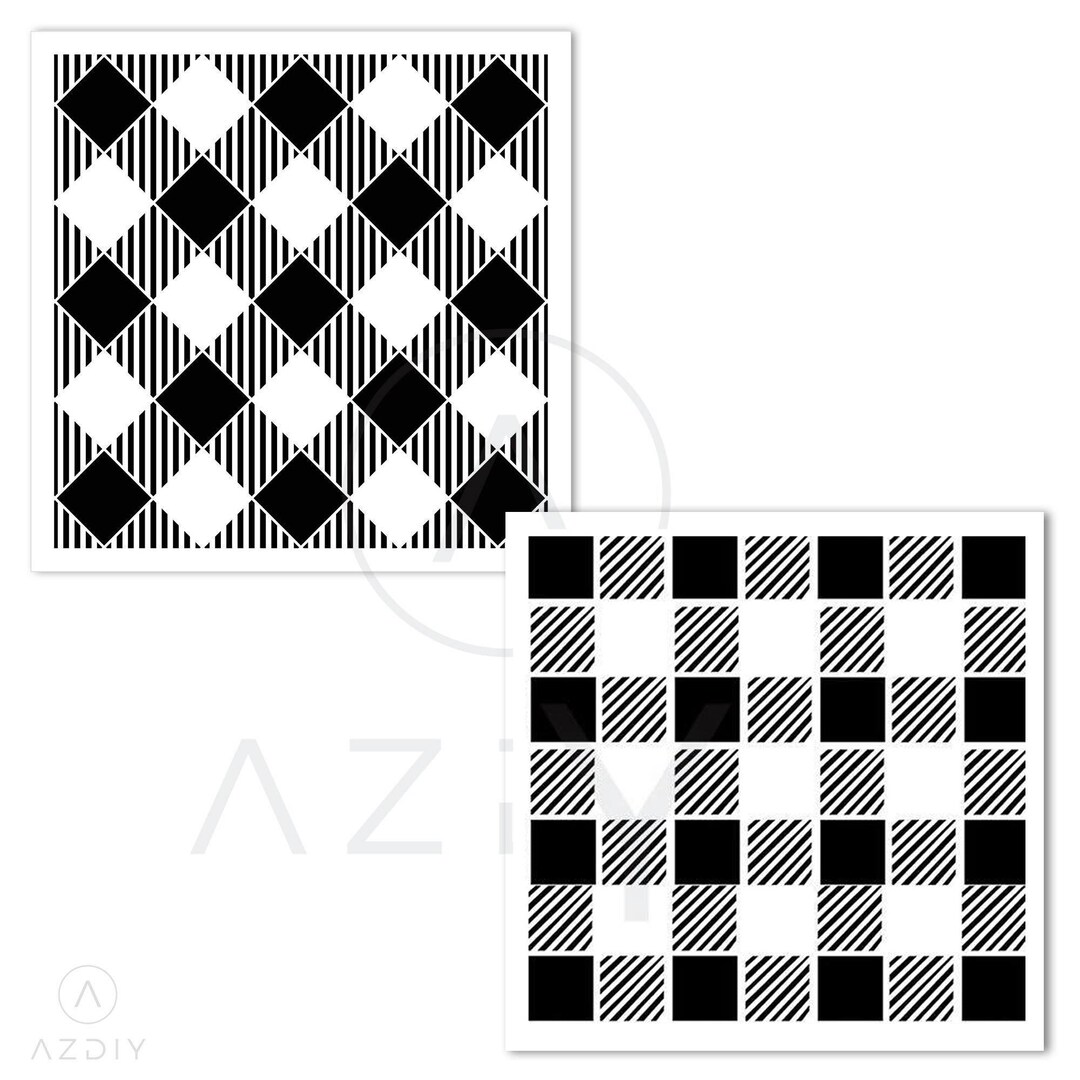 Buffalo Plaid Stencil and Diagonal Buffalo Plaid Vinyl 12x12x2pcs or ...