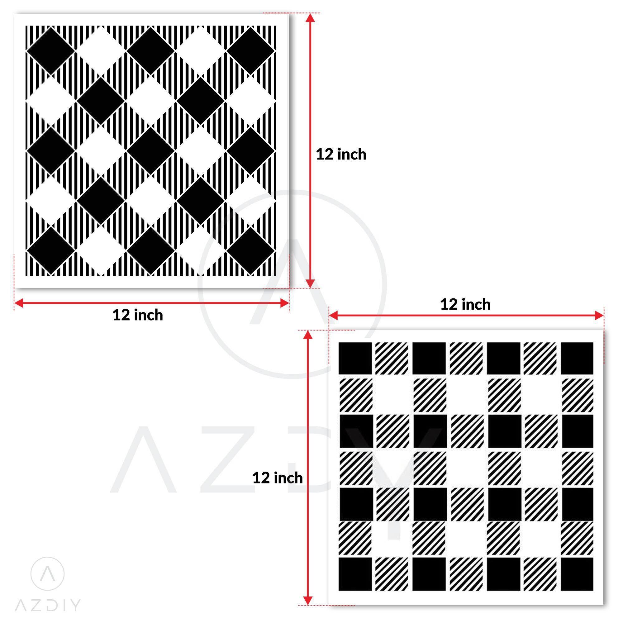 Buffalo Plaid Stencil and Diagonal Buffalo Plaid Vinyl 12x12x2pcs or ...
