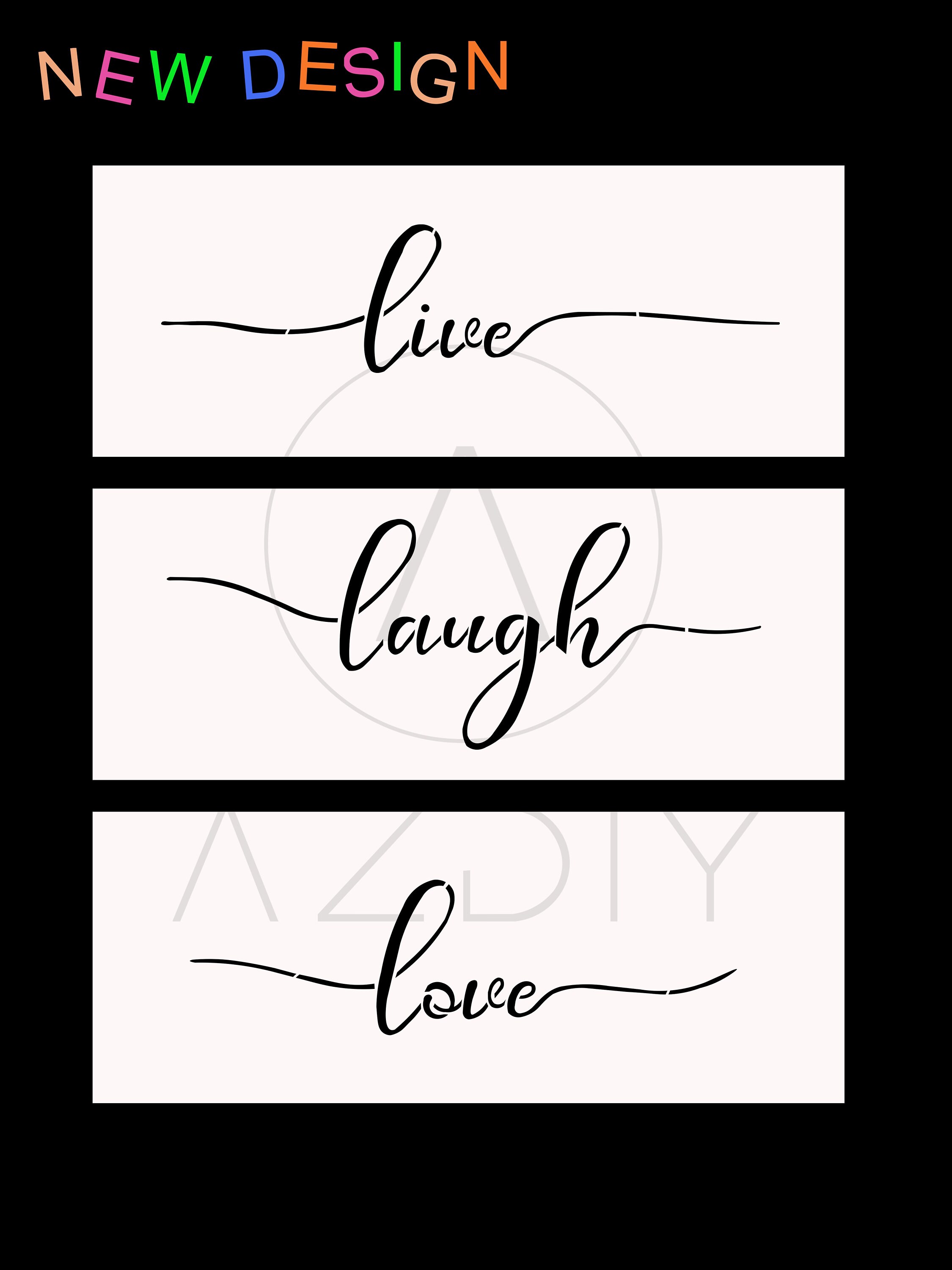 Live Laugh Love Stencil AZDIY Set of 3 Reusable Stencils for Sign, Wall ...