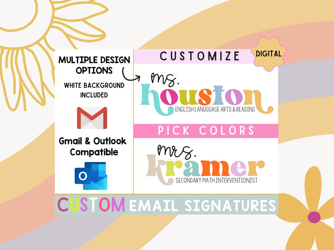Custom Teacher Name Email Signature, Personalized Name Email Signature ...