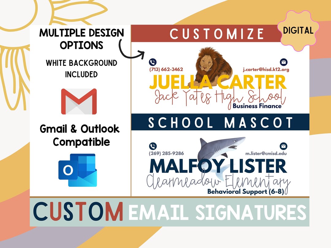 Custom School Mascot Email Signature V.2.0, Customized Teacher Email ...