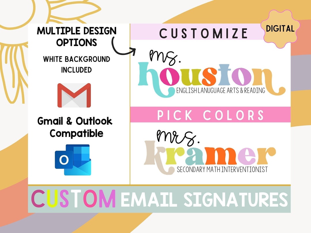 Custom Teacher Name Email Signature, Personalized Name Email Signature ...