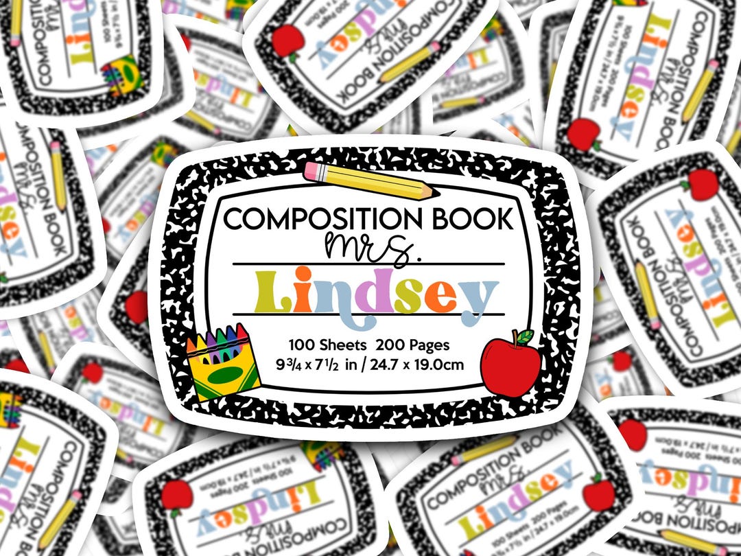 Set of 8 Personalized Composition Book Stickers, Teacher Composition ...