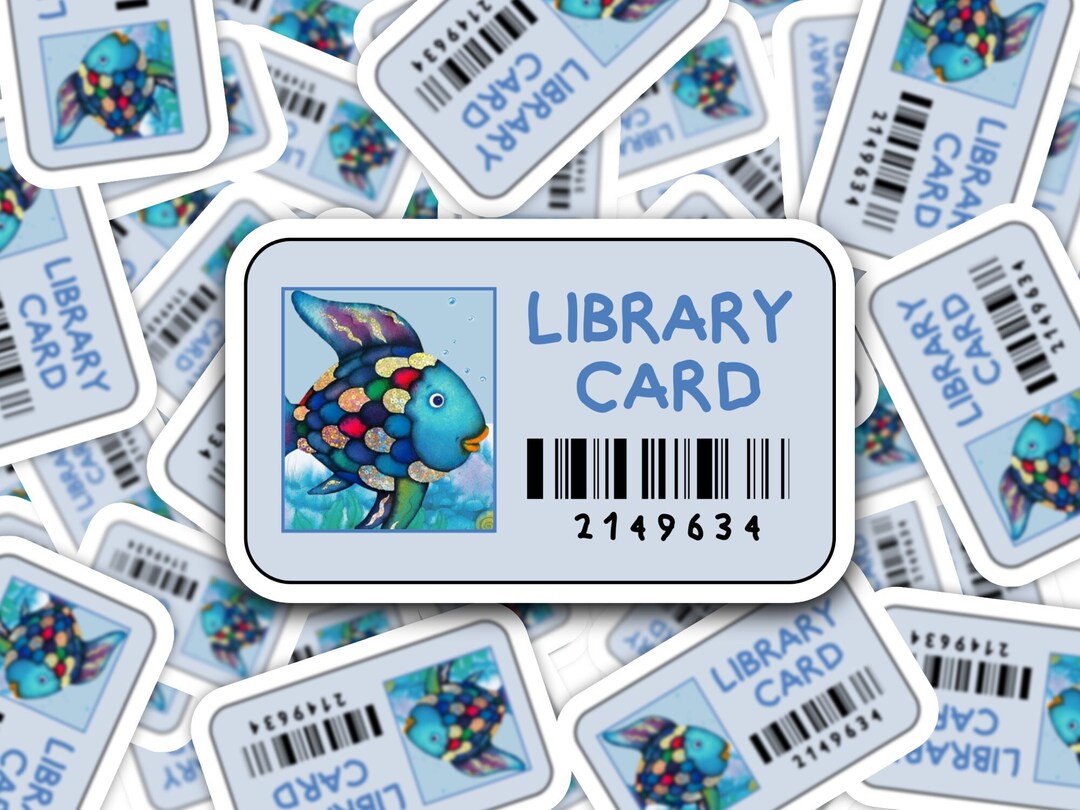 Rainbow Fish Library Card Sticker, Rainbow Fish Vinyl Sticker, Rainbow ...