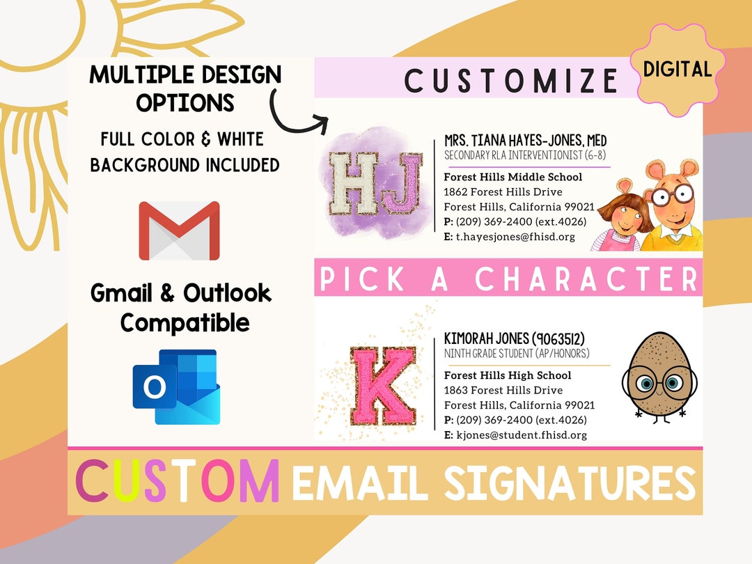 Custom Teacher Email Signature, Personalized Teacher Email Signature ...