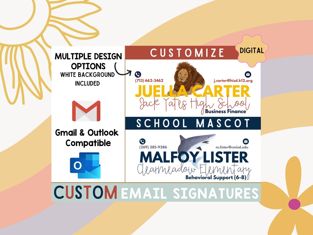 Custom School Mascot Email Signature V.2.0, Customized Teacher Email ...