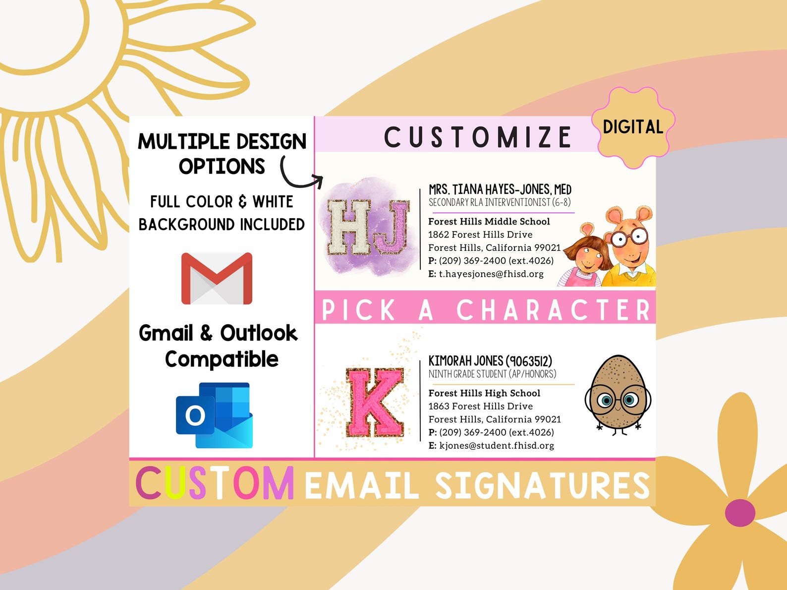 Custom Teacher Email Signature, Personalized Teacher Email Signature ...