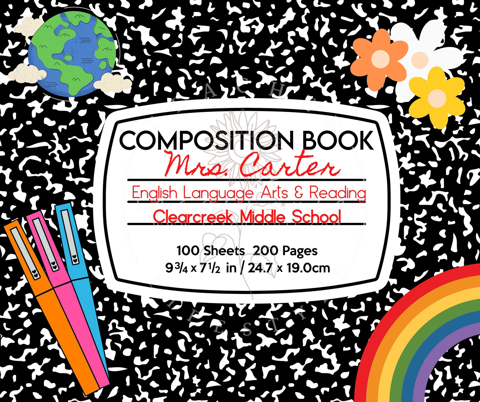 Personalized Teacher Sticker Composition Book Mouse Pad - Etsy